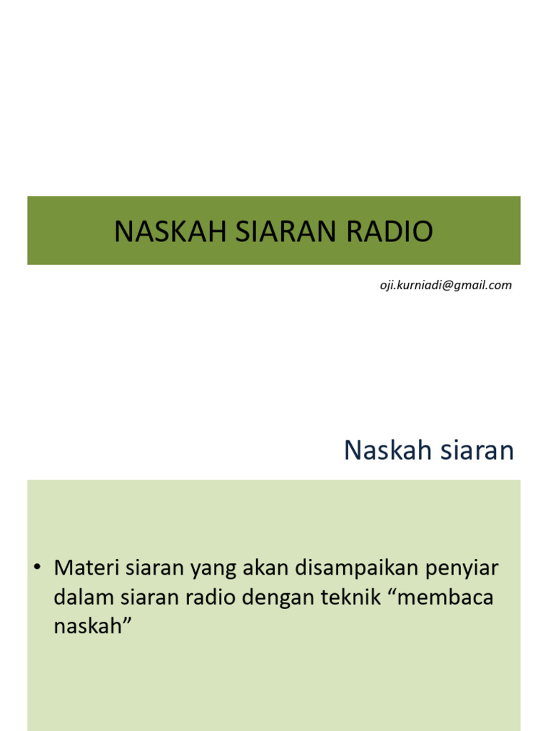 Naskah Siaran Radio yang Efektif | PDF | Karier & Perkembangan | Seni ...