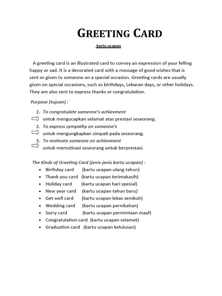 Greeting Card Doc - Print | PDF | Traditions | Observances