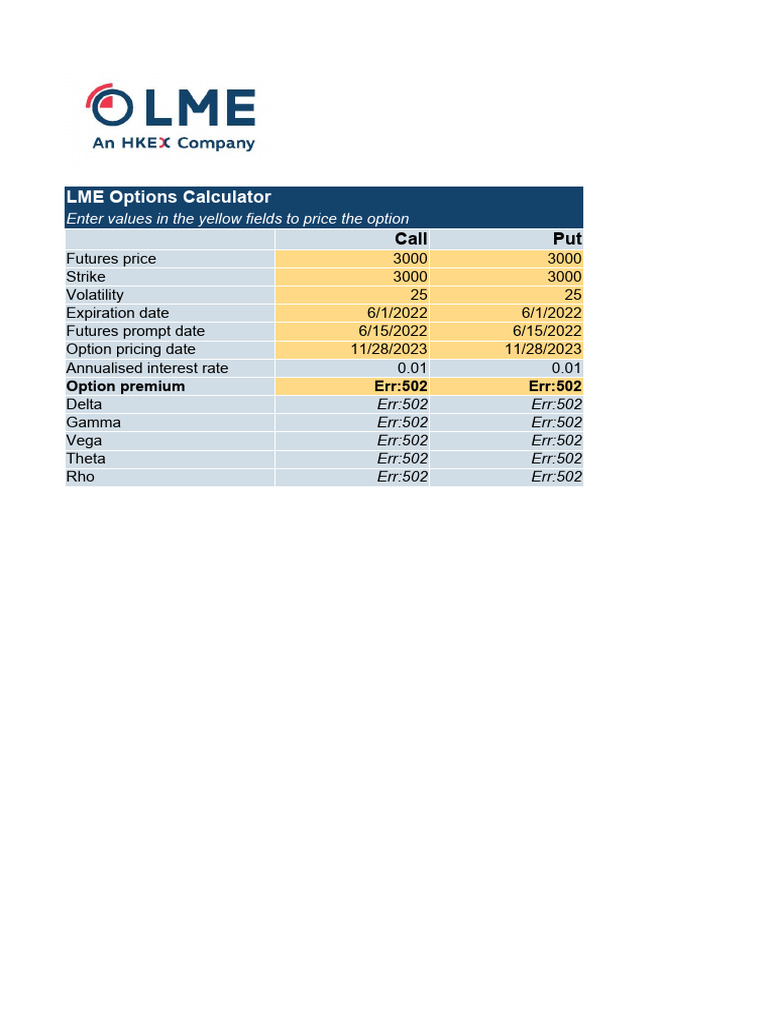 LME Options Calculator | PDF