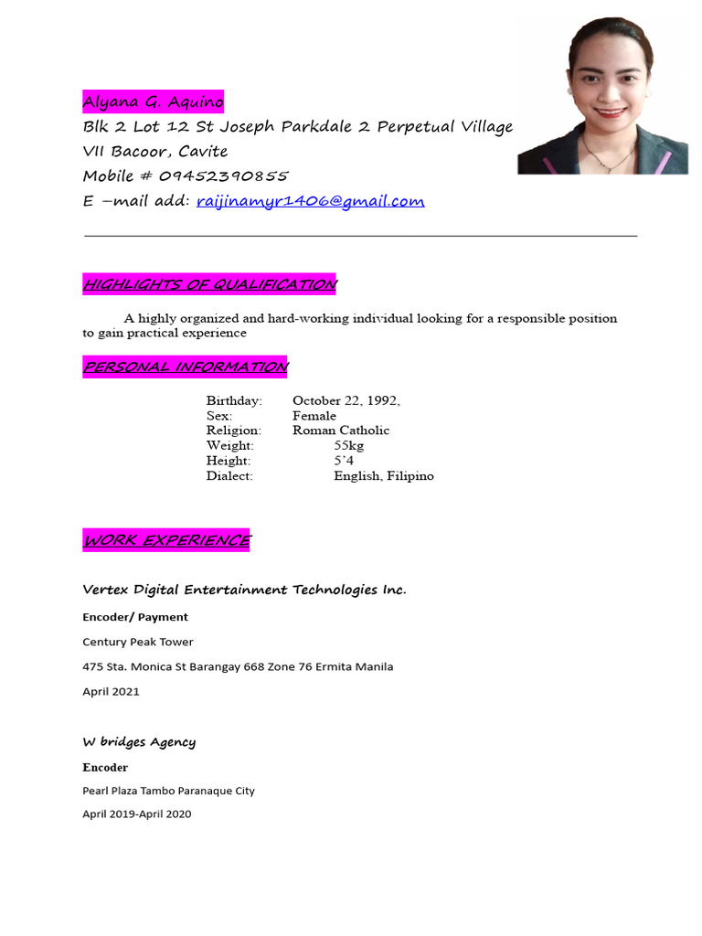 Alyana Aquino | PDF | Manila | Philippines