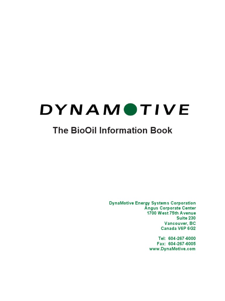 DynaMotive BioOil Book | PDF | Pyrolysis | Combustion