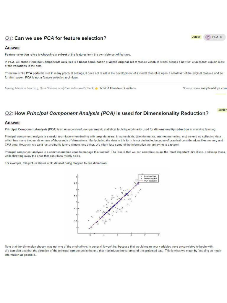 Question and Answer PCA | PDF