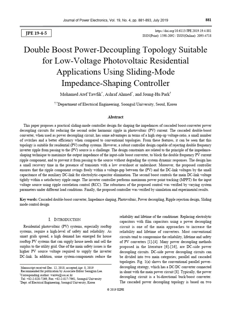 Double Boost Power-Decoupling Topology Suitable For Low-Voltage ... Double Boost Power-Decoupling Topology Suitable For Low-Voltage ...