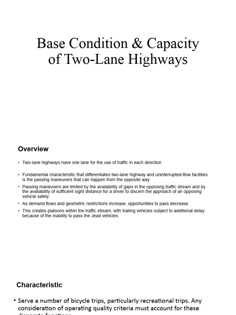 Base Condition & Capacity of Two-Lane Highways | PDF | Highway | Traffic