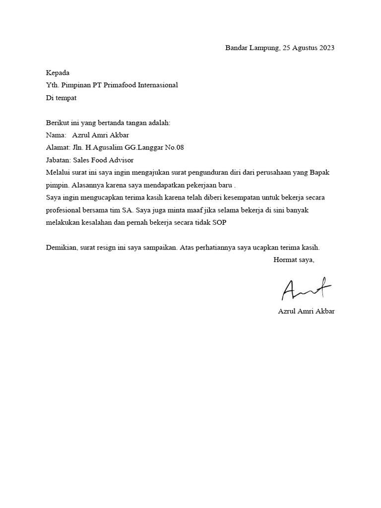Surat Resign | PDF