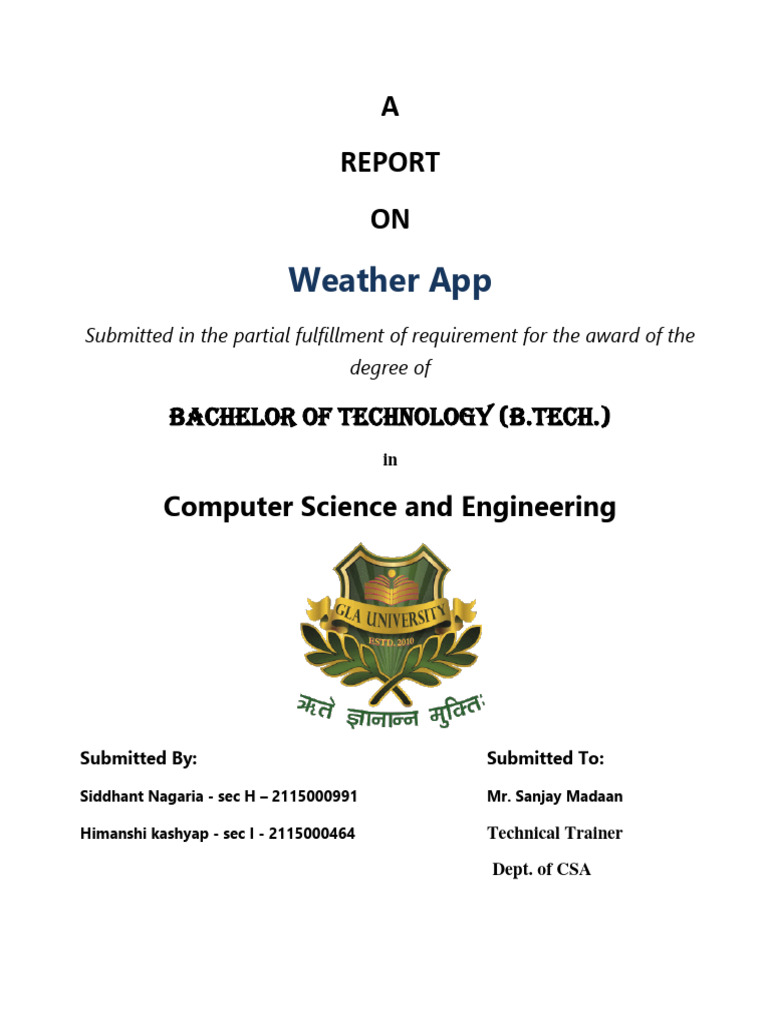 Weather App Project Report | PDF | Html | Html Element
