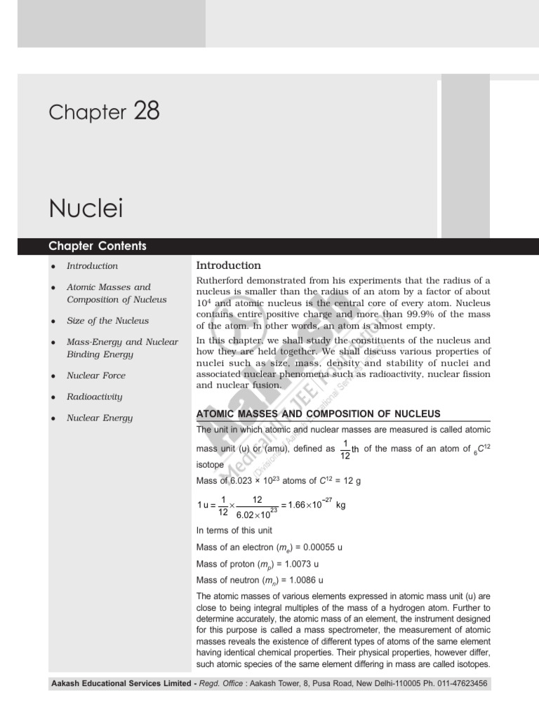 Nuclei - Aakash RM Modules (@TEAMFLOOD) | PDF | Atomic Nucleus | Neutron