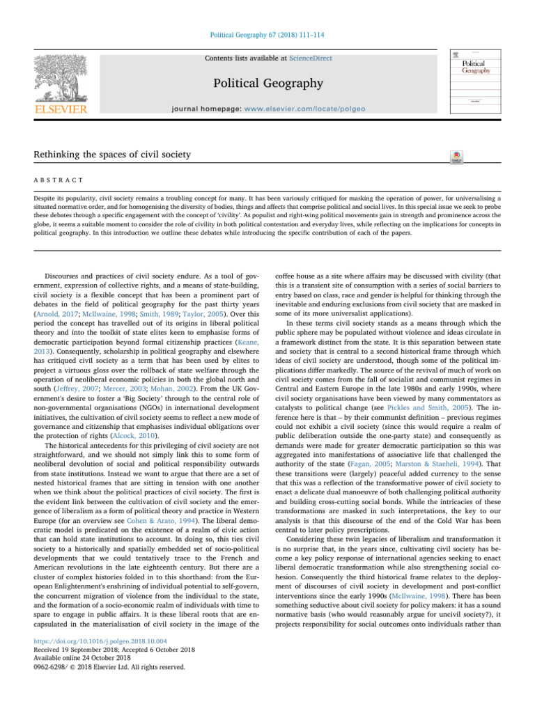 Rethinking The Spaces of Civil Society | PDF | Civil Society ...