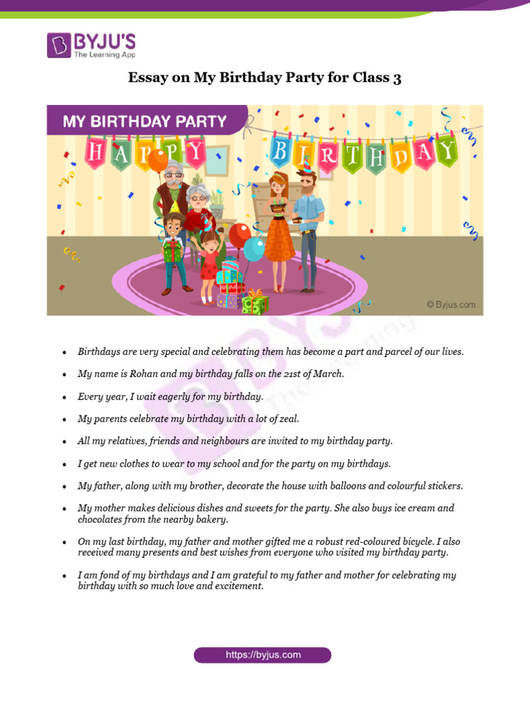 My Birthday Party Essay | PDF