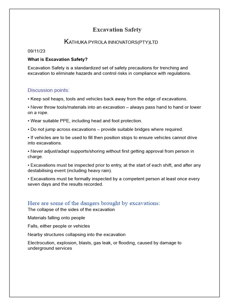 Excavation Safety | PDF | Safety | Occupational Safety And Health