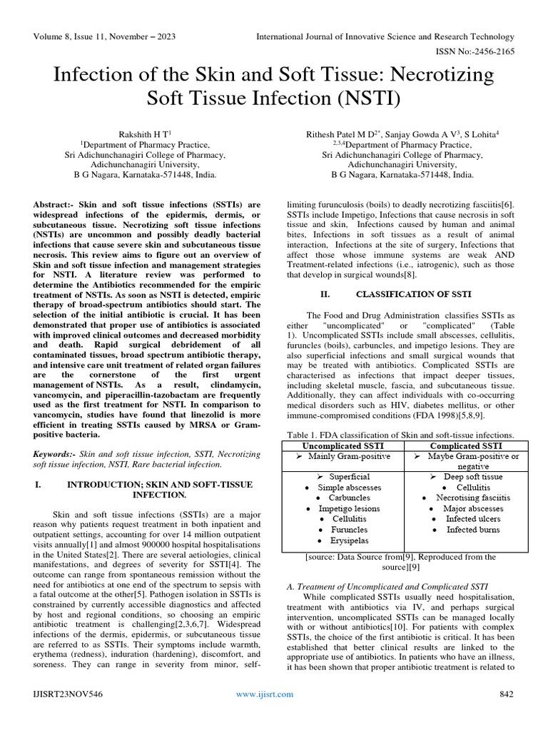 Infection of The Skin and Soft Tissue: Necrotizing Soft Tissue ...