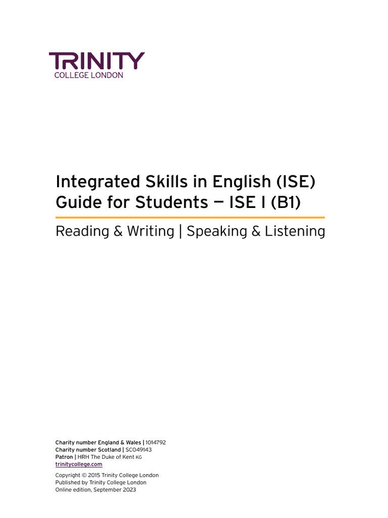 Guide For Students - ISE I - Online Edition | PDF | Conversation | Question