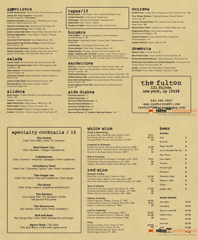 Final Fulton Menu | PDF