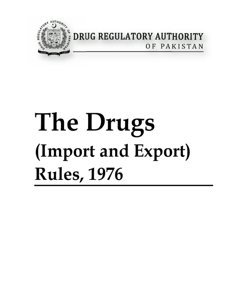 Drugs Import Export Rules 1976 | PDF | License | Islamabad