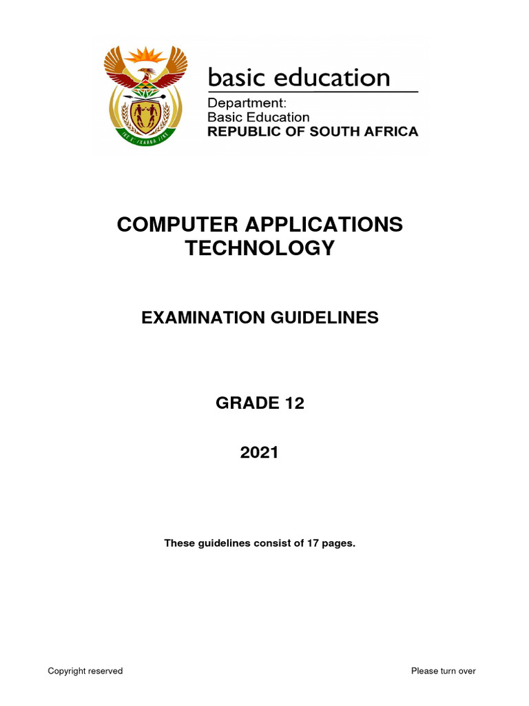 Computer Application Technology GR 12 Exam Guidelines 2021 Eng | PDF ... Computer Application Technology GR 12 Exam Guidelines 2021 Eng | PDF ...
