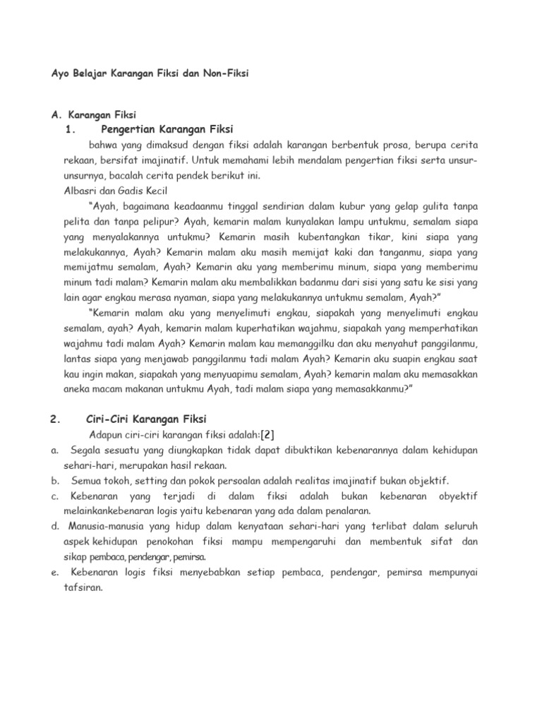Cerita Fiksi Dan Non Fiksi | PDF