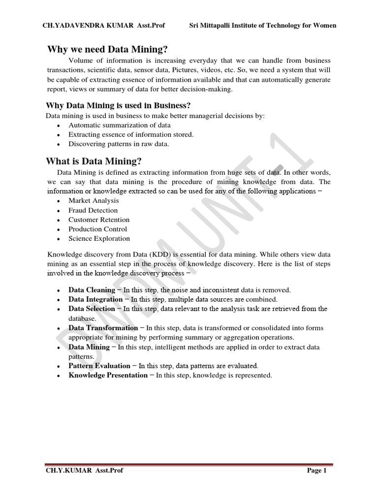 Why We Need Data Mining? | PDF | Machine Learning | Data Warehouse