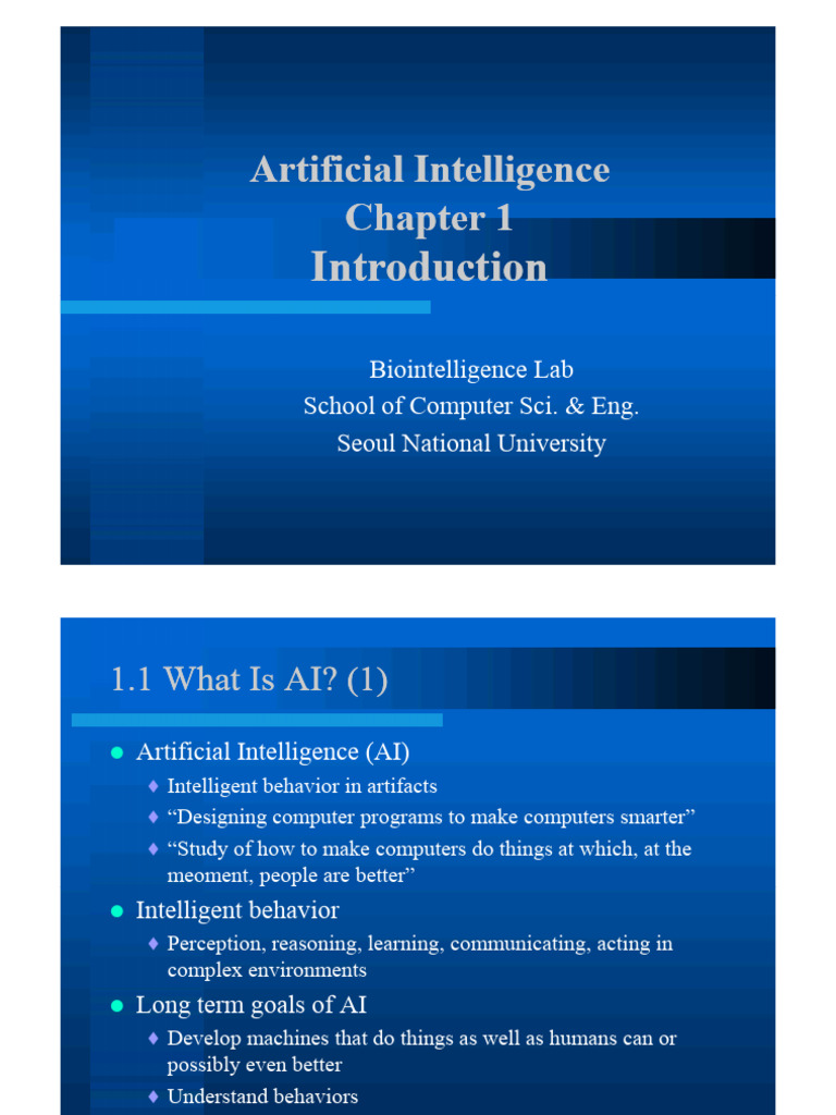 AI Chapter 1 - Introduction | Download Free PDF | Artificial Intelligence | Intelligence (AI ...