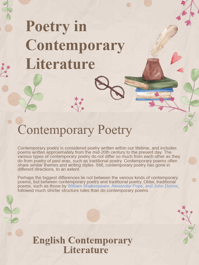 Contemporary Poetry 1 Pdf Poetry Sonnets