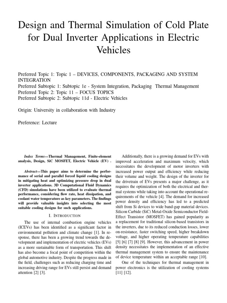 Design and Thermal Simulation of Cold Plate For Dual Inverter ...