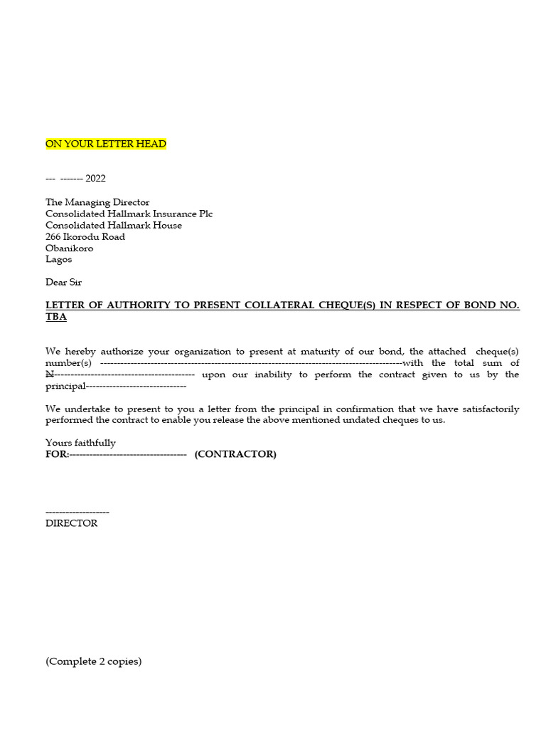 Bond Documents To Be Completed | PDF | Indemnity | Surety