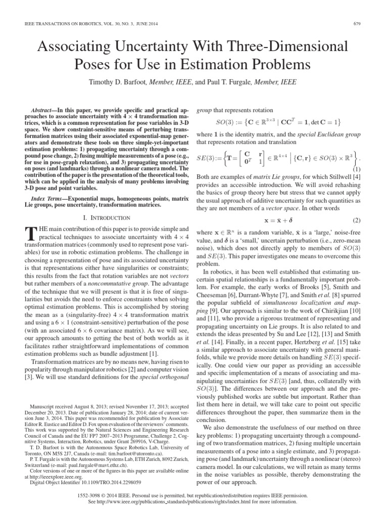 Uncertainty in 3D Pose Estimation | PDF | Matrix (Mathematics ...