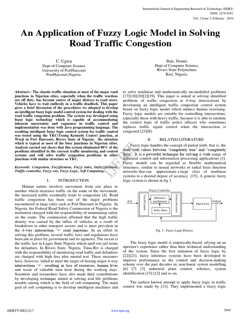 An Application of Fuzzy Logic Model in Solving Road Traffic Congestion ... An Application of Fuzzy Logic Model in Solving Road Traffic Congestion ...