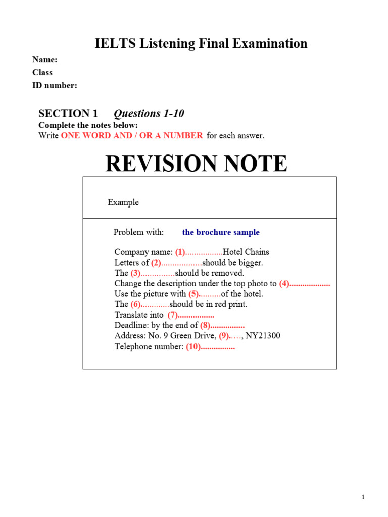 Ielts Fever Listening Practice Test 1 Pdf Pdf