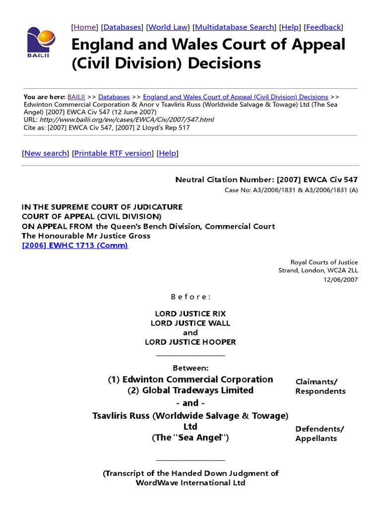 Edwinton Commercial Corporation & Anor V Tsavliris Russ (Worldwide ...