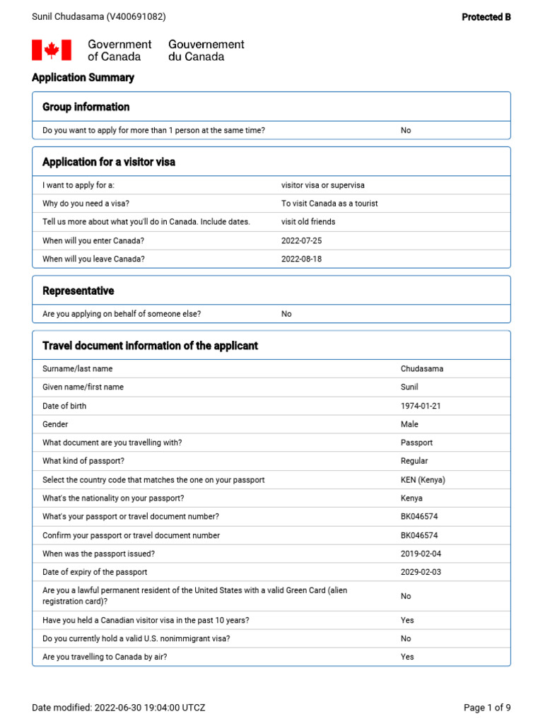 Application Summary Group Information | PDF | Passport | Travel Visa