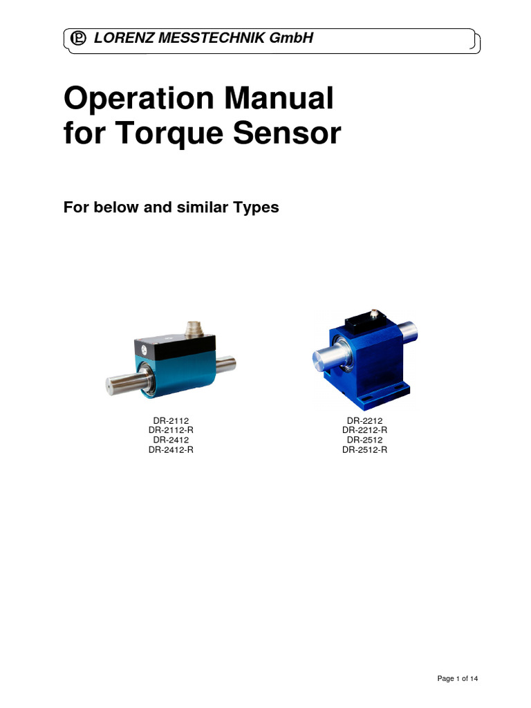 Operation Manual For Torque Sensor: For Below and Similar Types | PDF | Computer Engineering ...