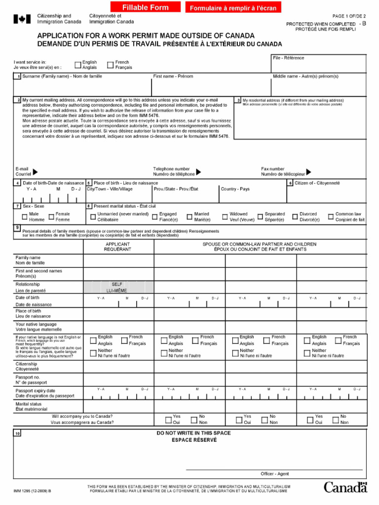 Canada Work Permit Visa Application1 | PDF