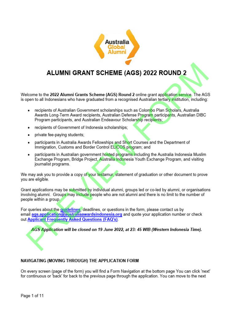 Preview Application Form Alumni Grant Scheme (AGS) 2022 ROUND 2 | PDF | Risk | Risk Management