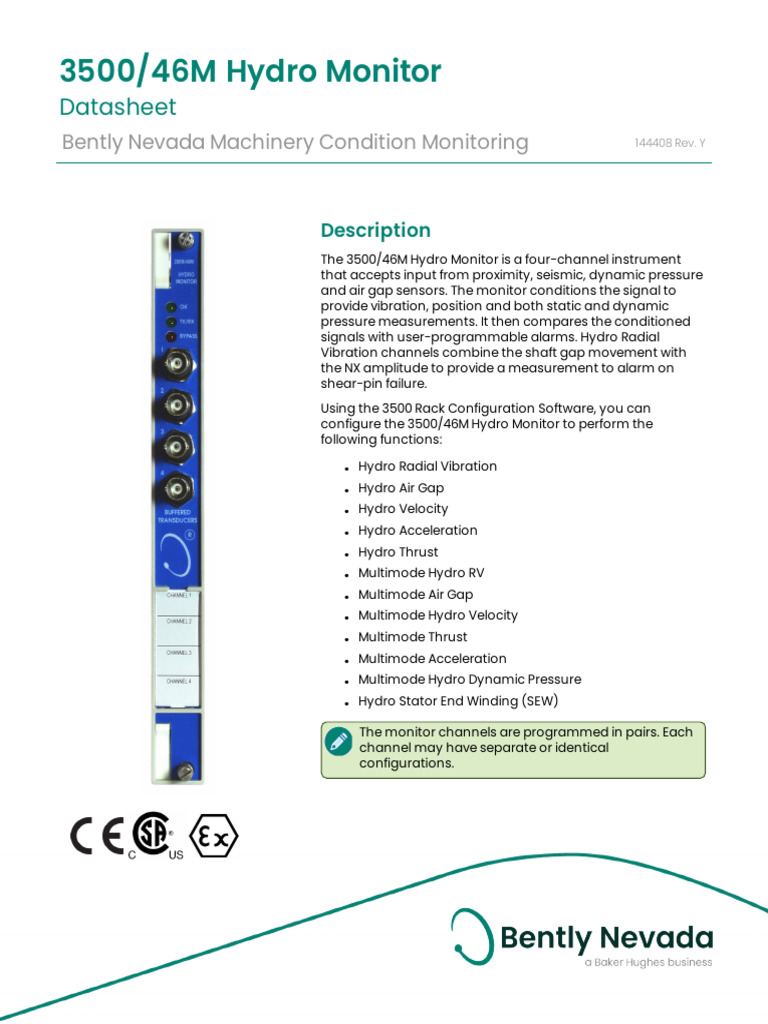 3500-46M Hydro Monitor Datasheet - 144408 | PDF | Low Pass Filter ...