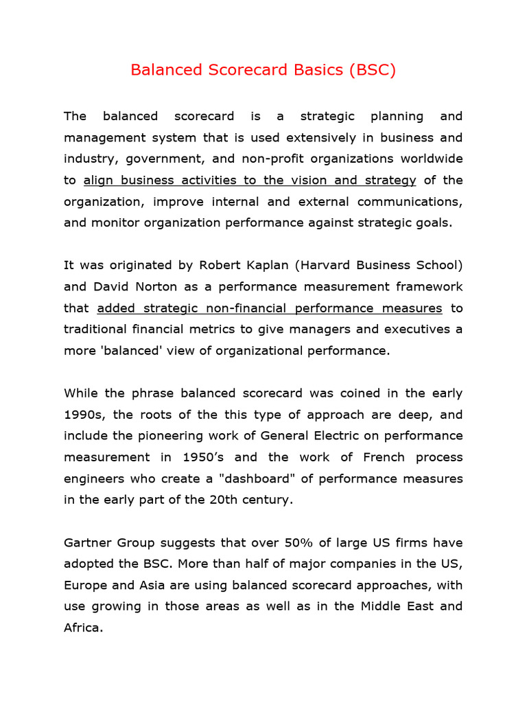 Balanced Scorecard 01 | PDF | Economies | Business Economics