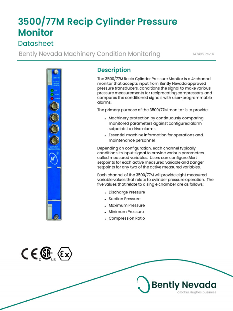 3500-77M Recip Cylinder Pressure Monitor Datasheet - 147485 | PDF ...