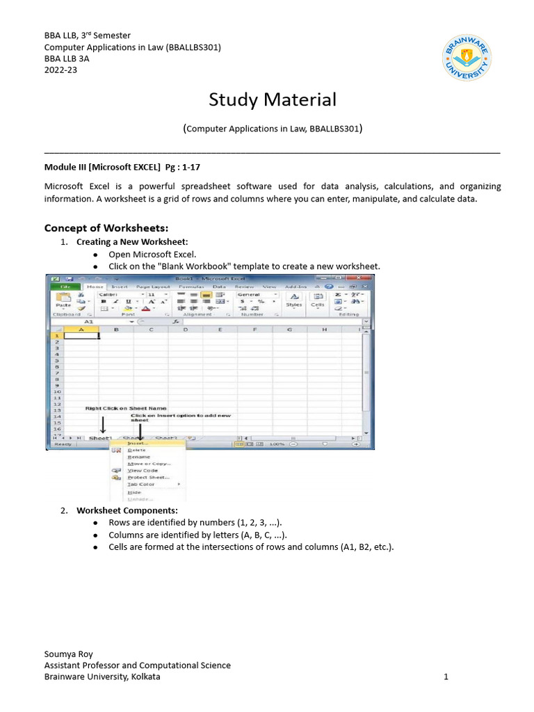 Excel Basics for Law Students | PDF | Microsoft Excel | Software