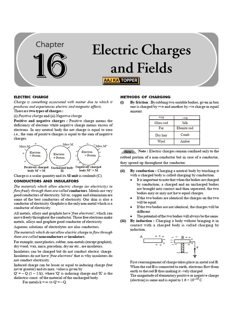 Chapter - 16 Electric Charges and Fields | Download Free PDF | Electric Charge | Electrical ...