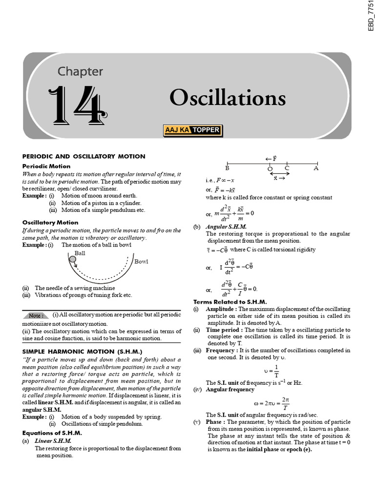 Chapter - 14 Oscillations | Download Free PDF | Oscillation | Damping