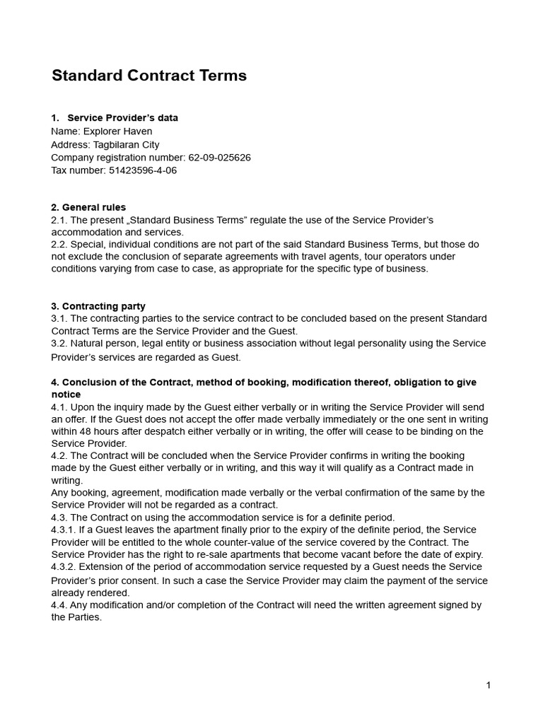 General Terms of Agreement | Download Free PDF | Credit Card | Payments