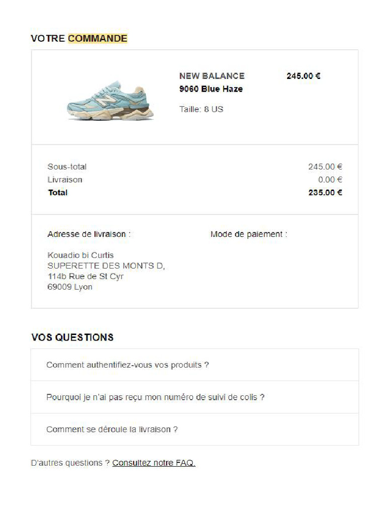 Facture WETHENEW - NEW BALANCE 9060 BLUE HAZE | PDF