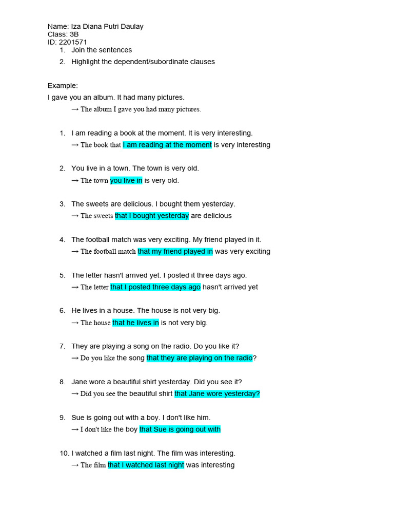 Contact Clause Exercise | PDF