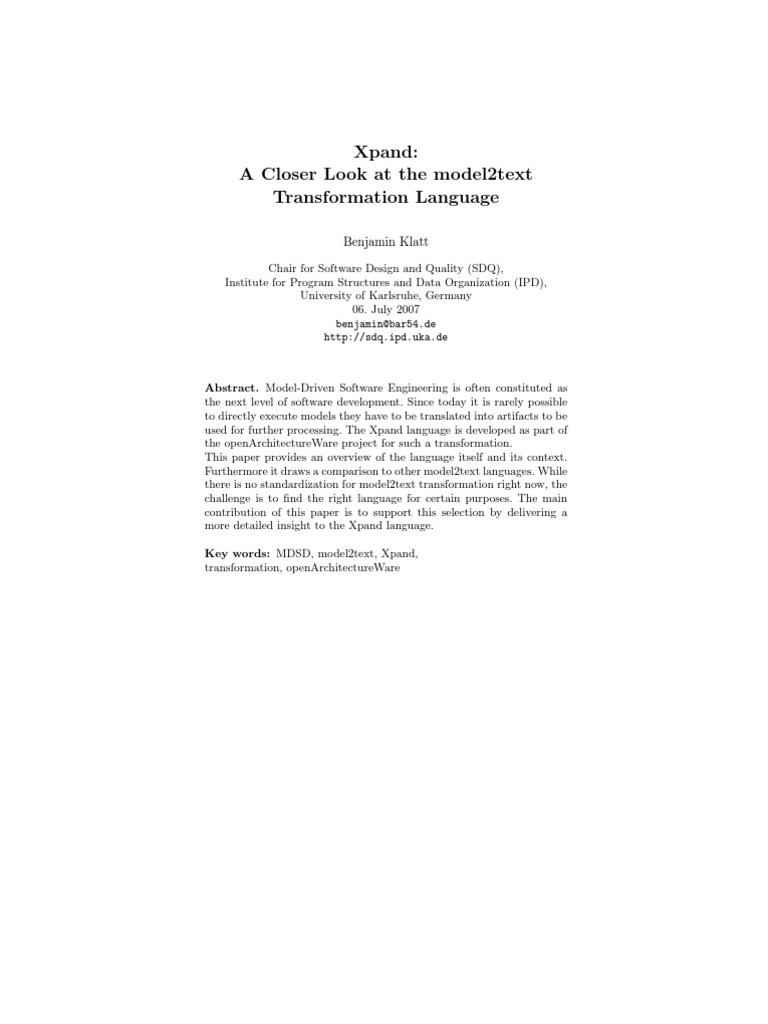 Benjamin - Klatt Xpand | PDF | Eclipse (Software) | Software Development