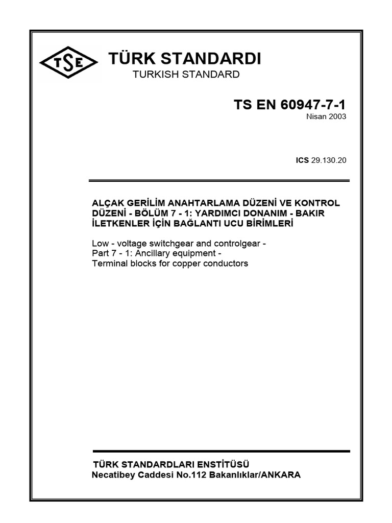 TS en 60947-7-1 | PDF