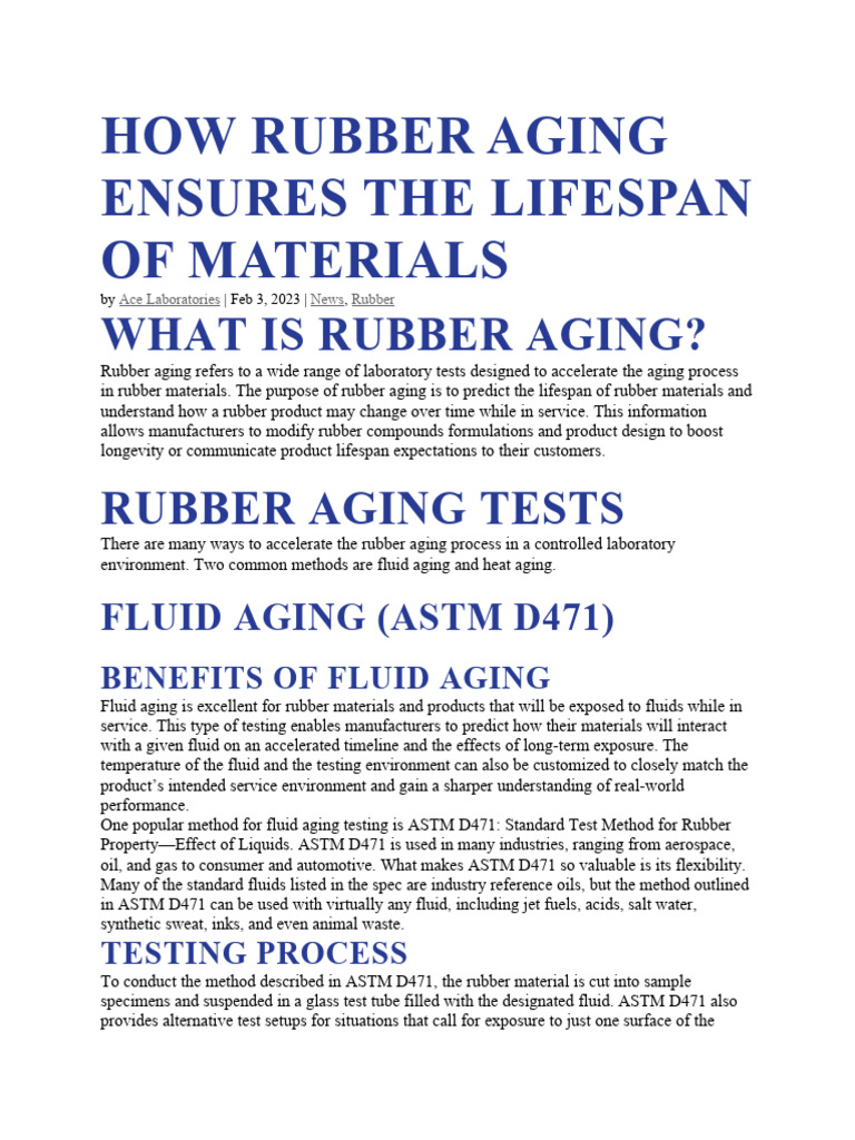 Rubber Aging | PDF | Strength Of Materials | Natural Rubber