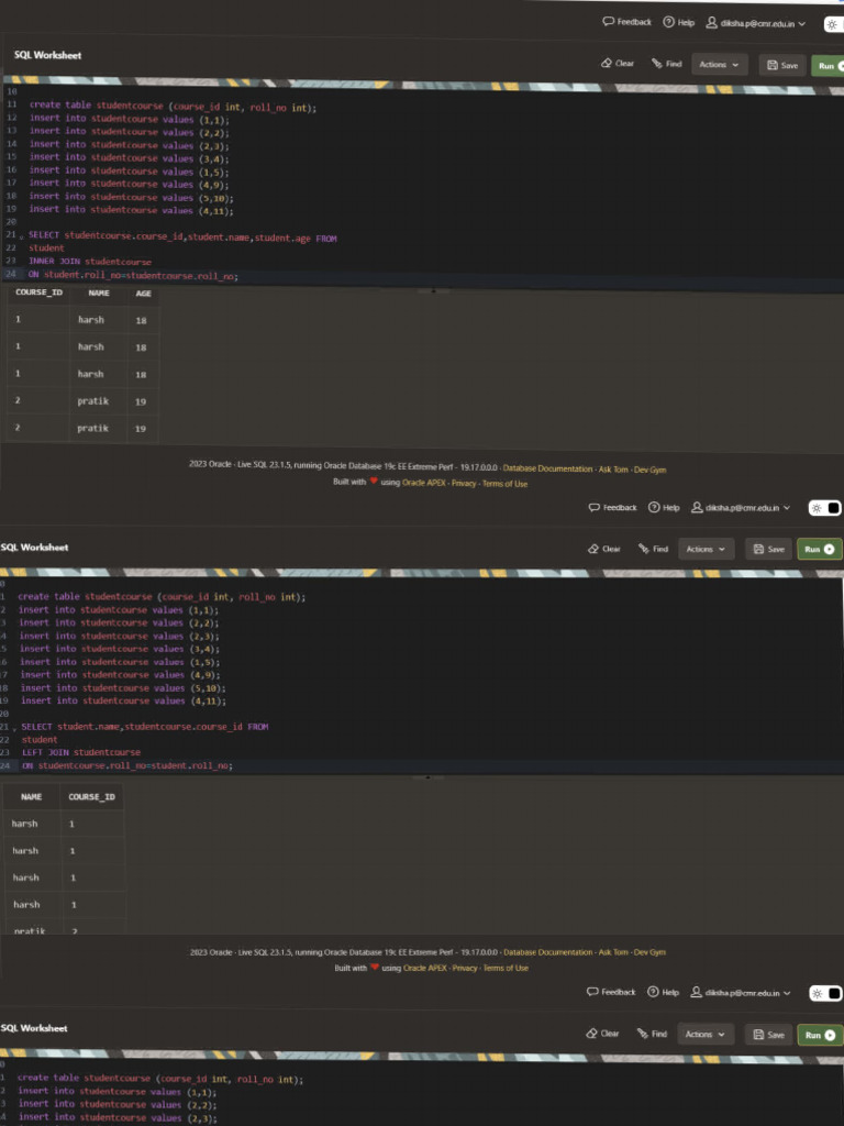 Dbms Experiment 3 | PDF | Databases | Oracle Database
