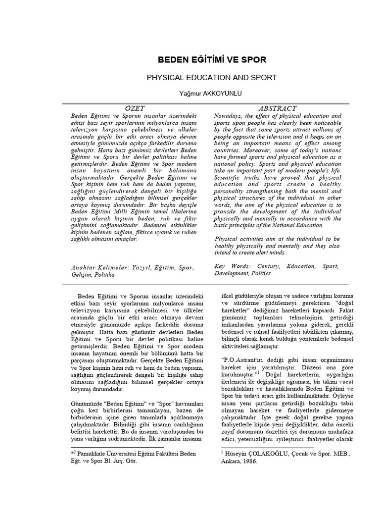 Beden E - Itimi Ve Spor (#133287) - 114993 | PDF