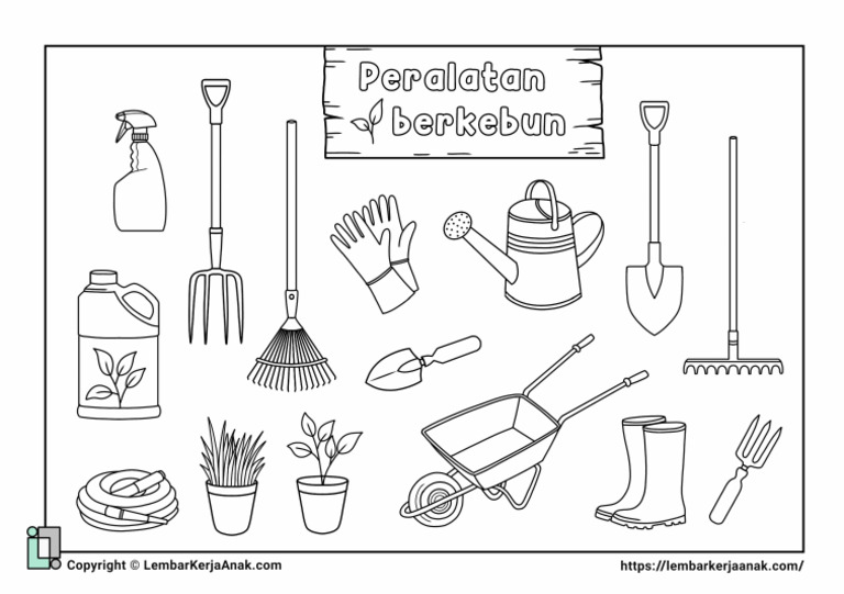 Tema Tanaman - Mewarnai Peralatan Berkebun | PDF