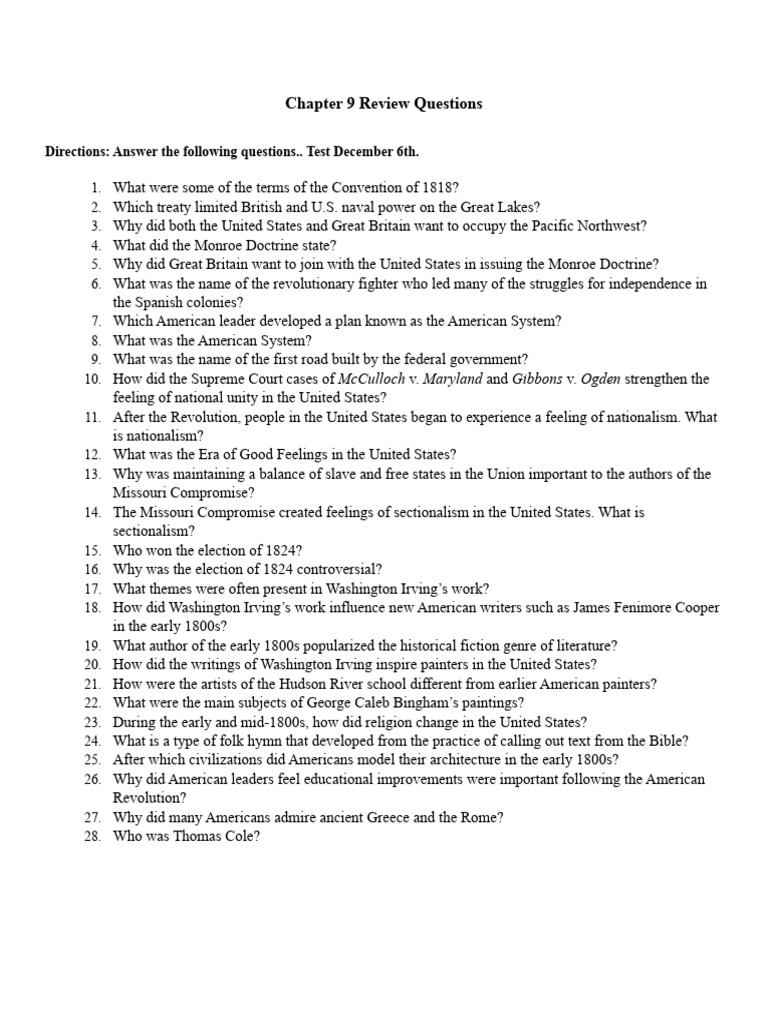 8th Chapter 9 Review | PDF | The United States | Nationalism