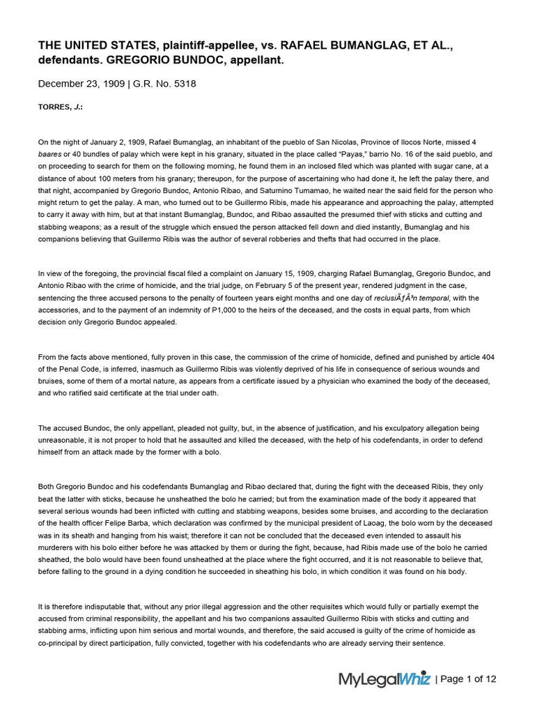 13 US Vs Bumanlag | PDF | Burden Of Proof (Law) | Assault